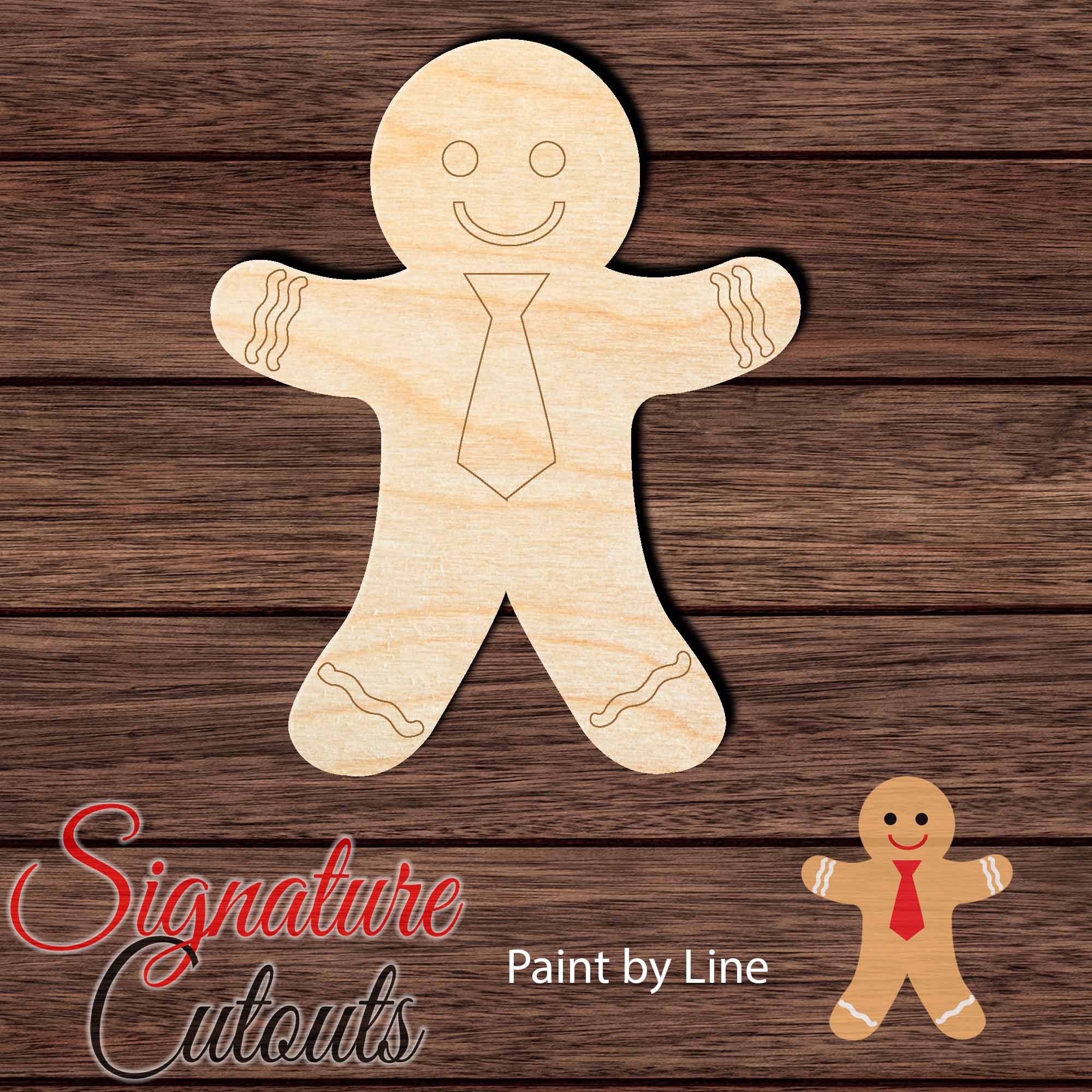Gingerbread Man 003 - Paint by Line Shape Cutout – Signature Cutouts